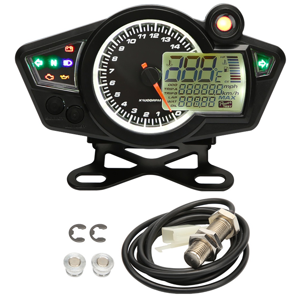 Universal LCD Digital Motorcycle Odometer Speedometer Tachometer Meter ...
