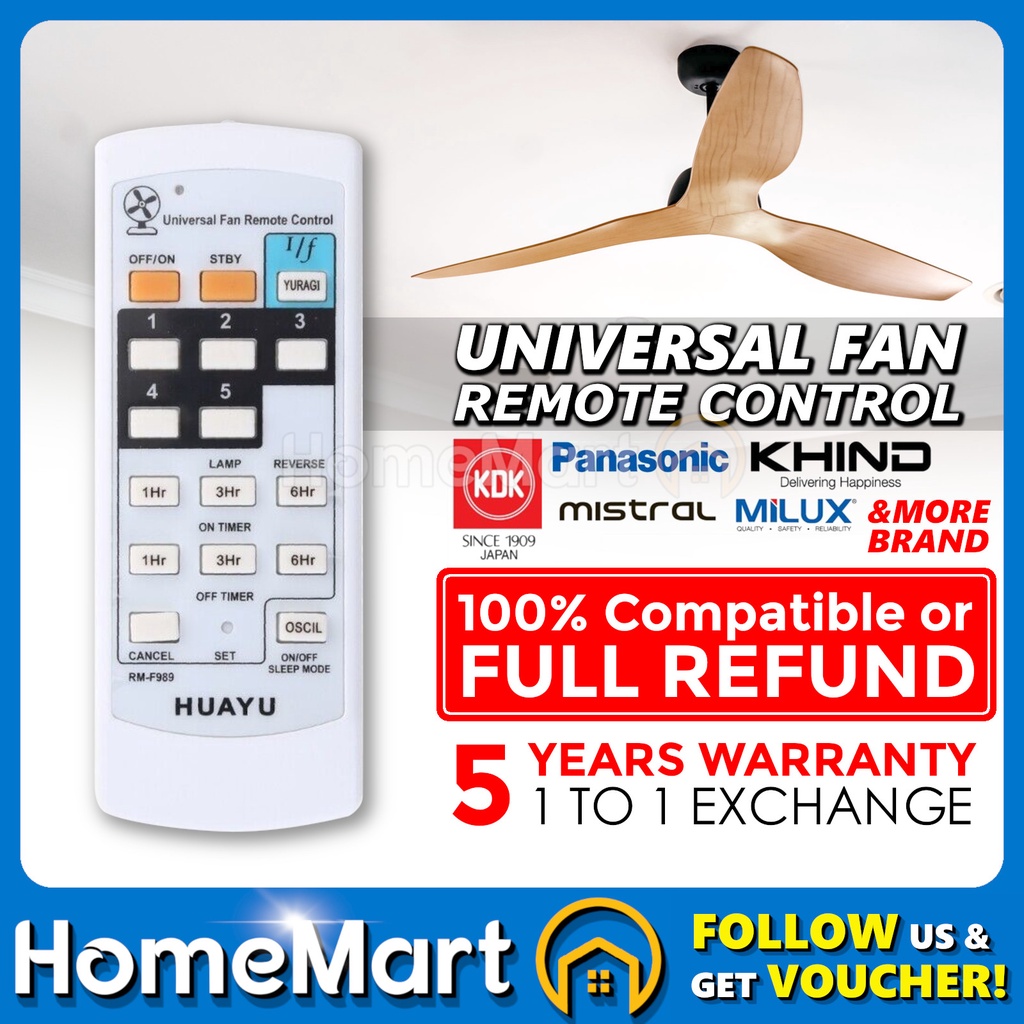 Universal Fan Remote Control For Brand KDK,PANASONIC, ELMAK, WINTER ...