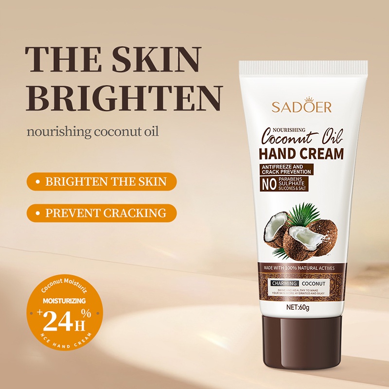 ROREC SADOER Nourishing Coconut Oil Hand Cream Hydrating Moisturizing Prevent Dryness Hand Cream ...