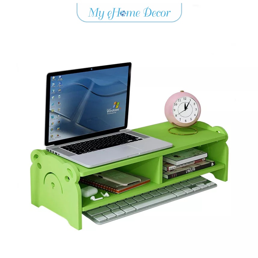 Cute bear student tabletop storage rack computer monitor laptop rack ...