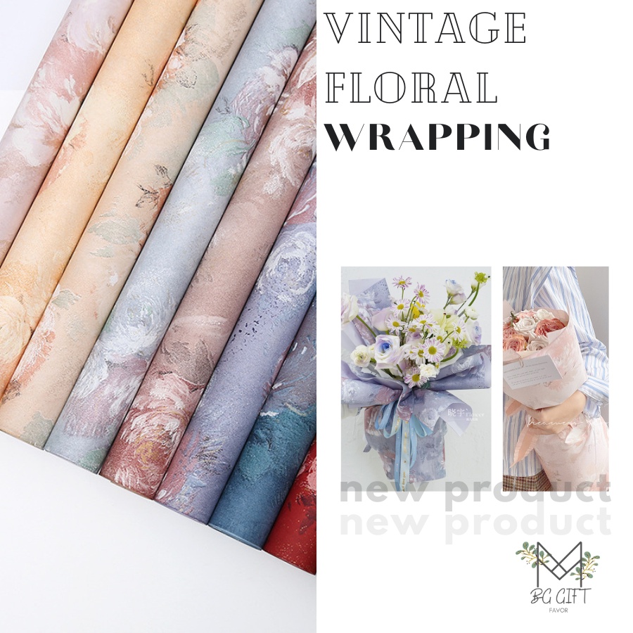 Vintage Floral Flower Design Theme Wrapper Wrapping Paper Bouquet Gift ...