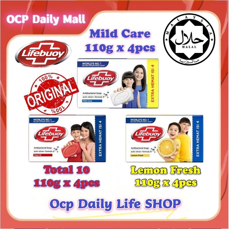 Lifebuoy Anti Bacterial Bar Soap 110G x 4's | Shopee Malaysia
