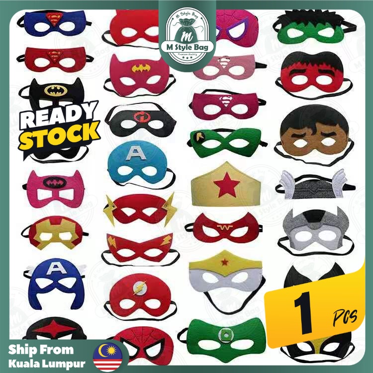 [1pcs] Superhero Felt Mask Party Gift Superman Hulk Batman Spiderman ...