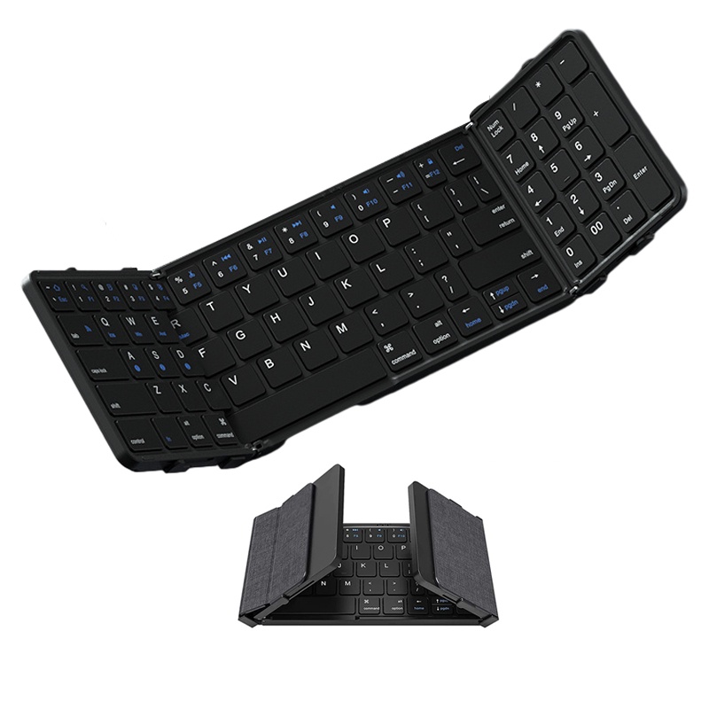 Jomaa Foldable Bluetooth Keyboard with Numeric Keypad Full Size Wireless Folding Keyboard ...