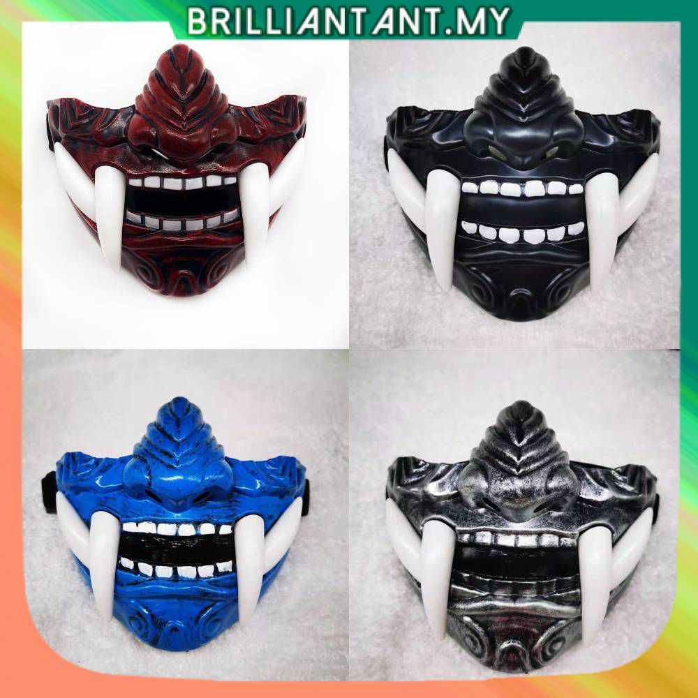 Adult Unisex Japanese Demon Prajna Hannya Samurai Half Face Mask ...