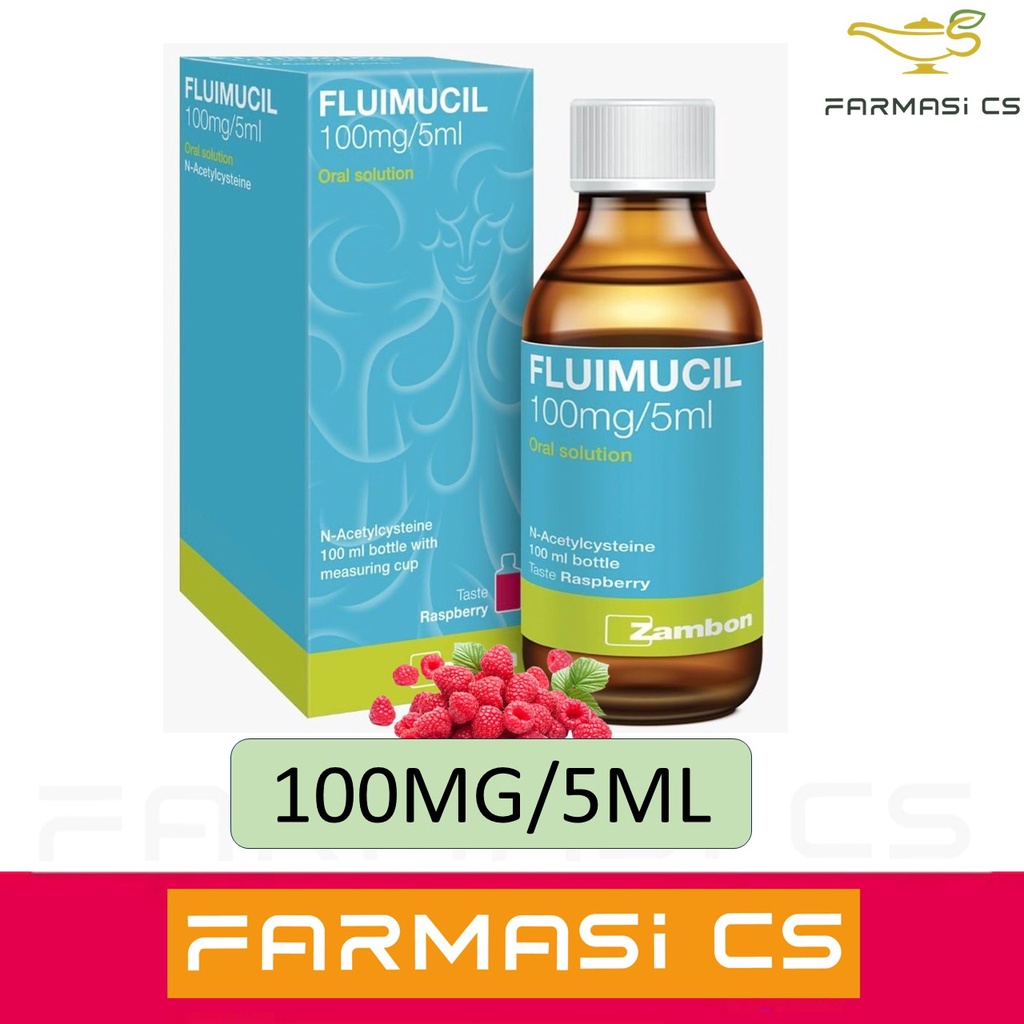 Fluimucil 100mg/5ml Oral Solution 100ml EXP: 08/2025 [ Raspberry ...