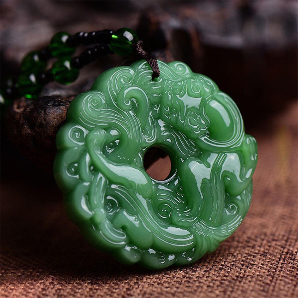 Imitating Hetian jade Emerald Money Pixiu Pendant Necklace Jewellery ...