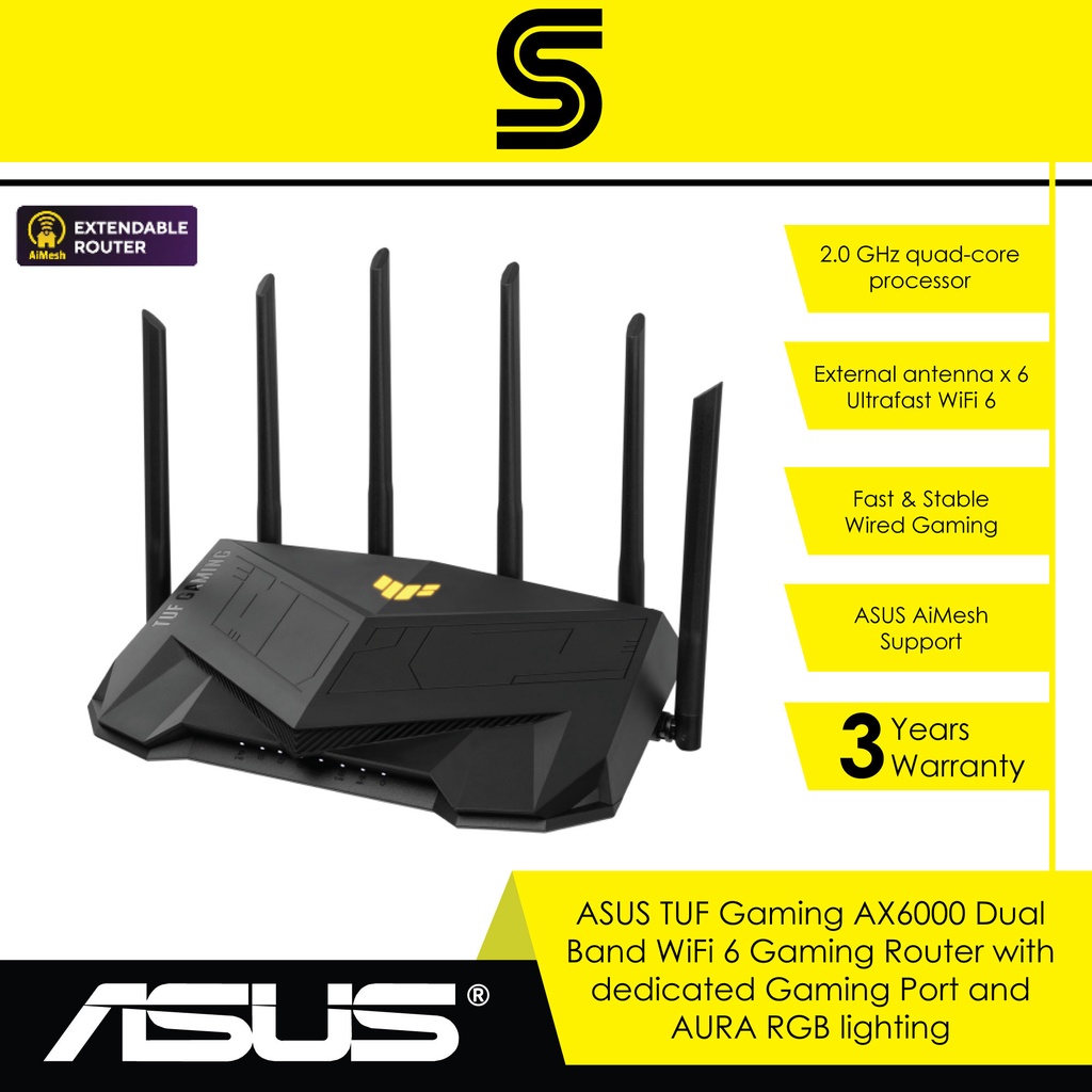 ASUS TUF Gaming AX6000 Dual Band WiFi 6 Gaming Router with dedicated ...