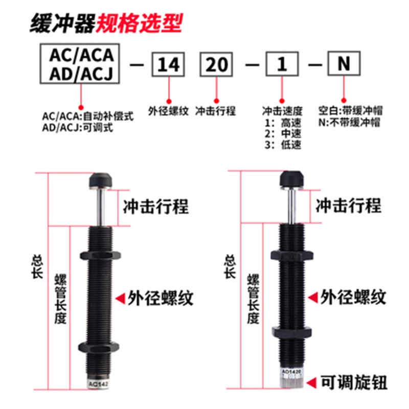 Yadeke Type Pneumatic Hydraulic Oil Pressure Cushioner Damping Shock ...