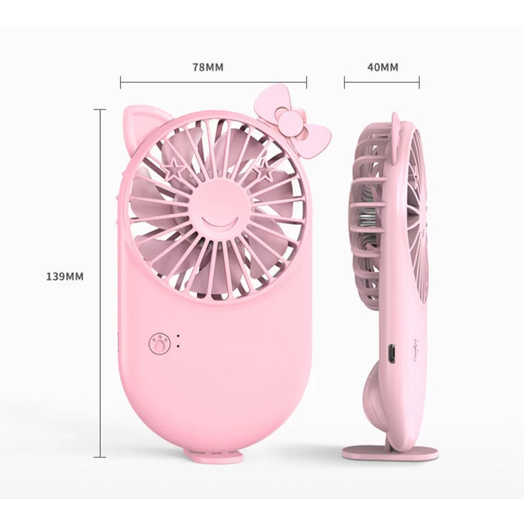 Cute Cat Small Fan With LED Light Handheld Mini Pocket Fan Cooling ...