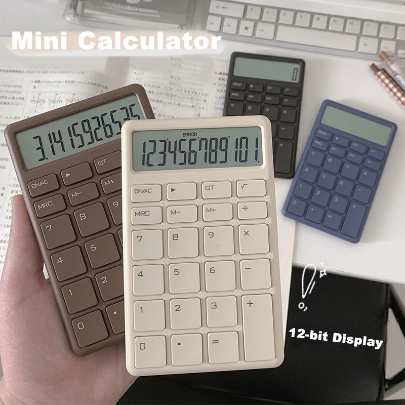 Creative Morandi Color Mini Calculator Student 12-digit Large Screen ...