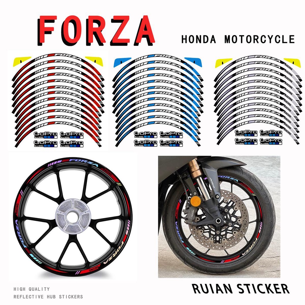 Honda FORZA Reflective Wheel Sticker Waterproof Hub Striped Motorcycle ...