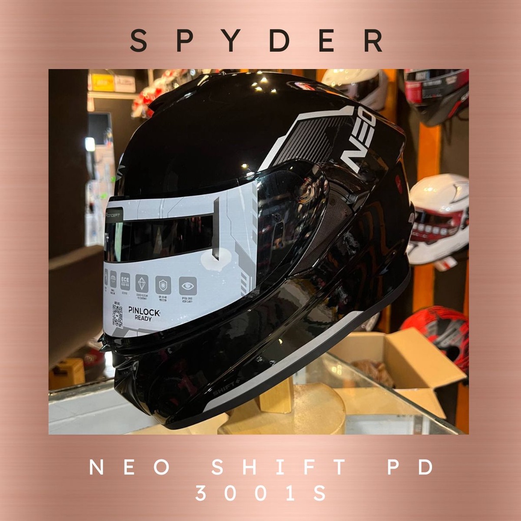 spyder helmet neo shift pd 3001 S gloss black fullface dual visor with ...