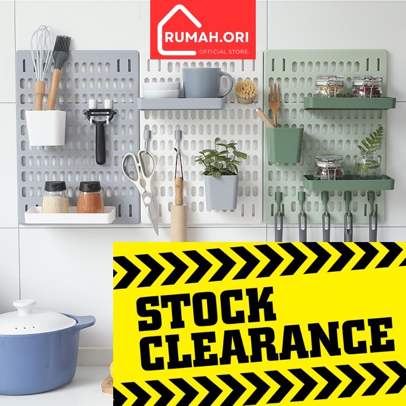 Wall Hanging Plastic Pegboard with Container Tray Hook Rak Gantung ...