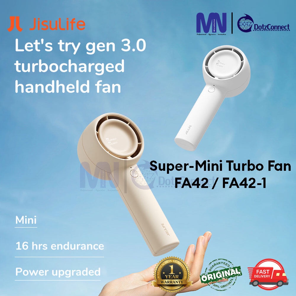 JISULIFE Super-Mini Turbo Fan FA42-1 4500mAh Rechargeable Fan 3-speed ...