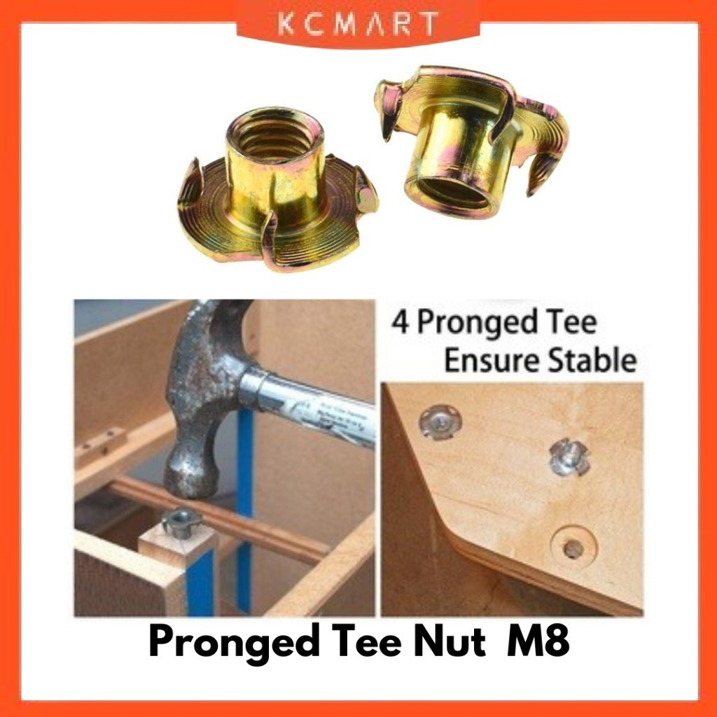 M8x10mm Pronged T-Nut Wood Insert Nut Wooden Furniture | Shopee Malaysia