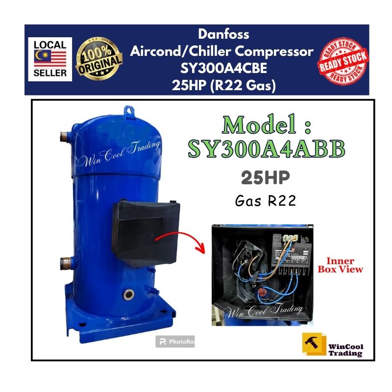 DANFOSS AirCond/Chiller Compressor 25HP (R22 Gas) Model : SY300A4ABB ...