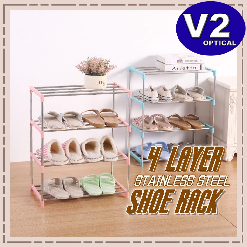 4 Layer Stainless Steel Shoe Rack Mini Shoe Rack Multifunctional ...