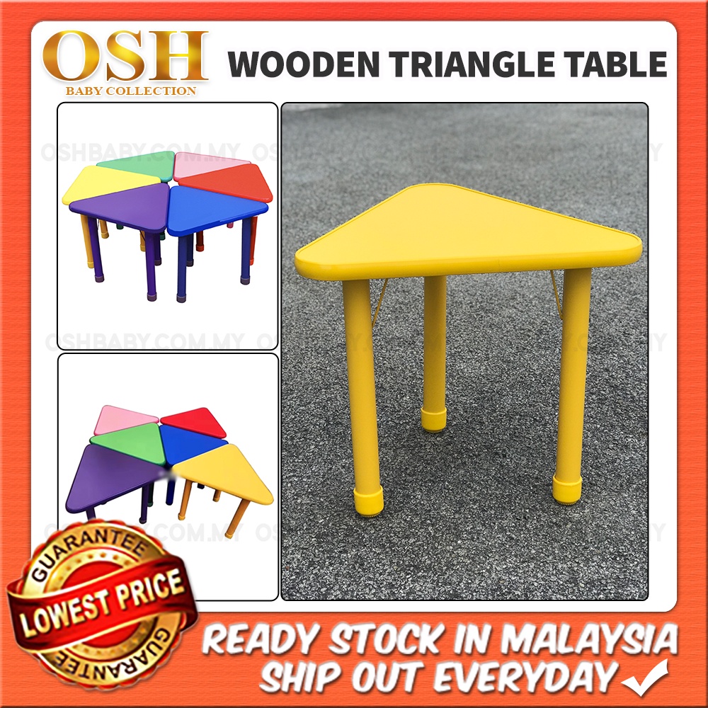 WOODEN TRIANGLE TABLE 60x60cm Kindergarten Kid Study Table meja kayu ...