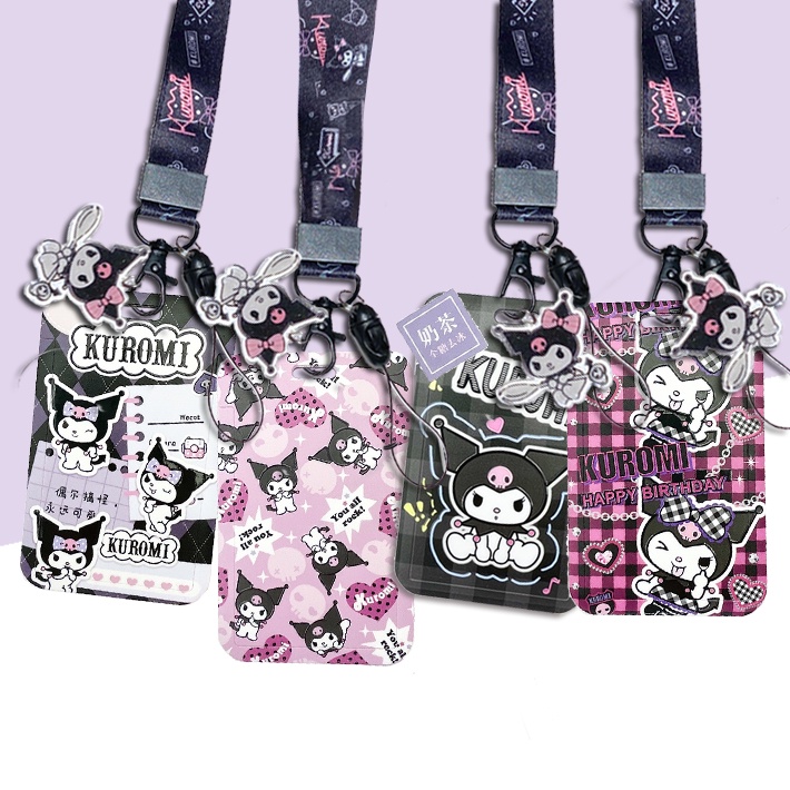 Kuromi Card Holder Long Lanyard Campus ID Card Employee Access Card ...