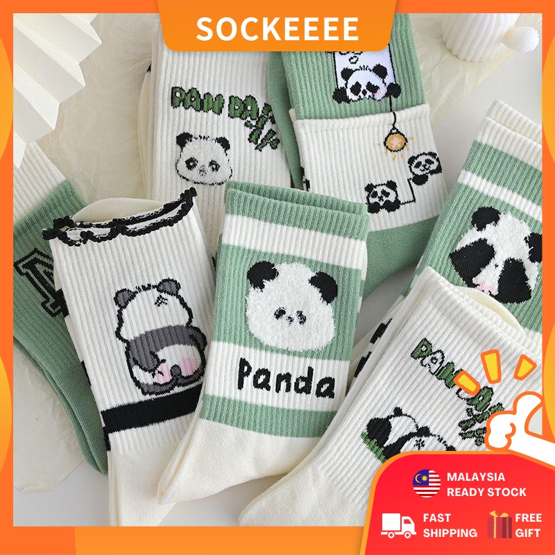 [Ready Stock] Sockeeee 1 Pair Green Panda Socks Cute Sock Women ...