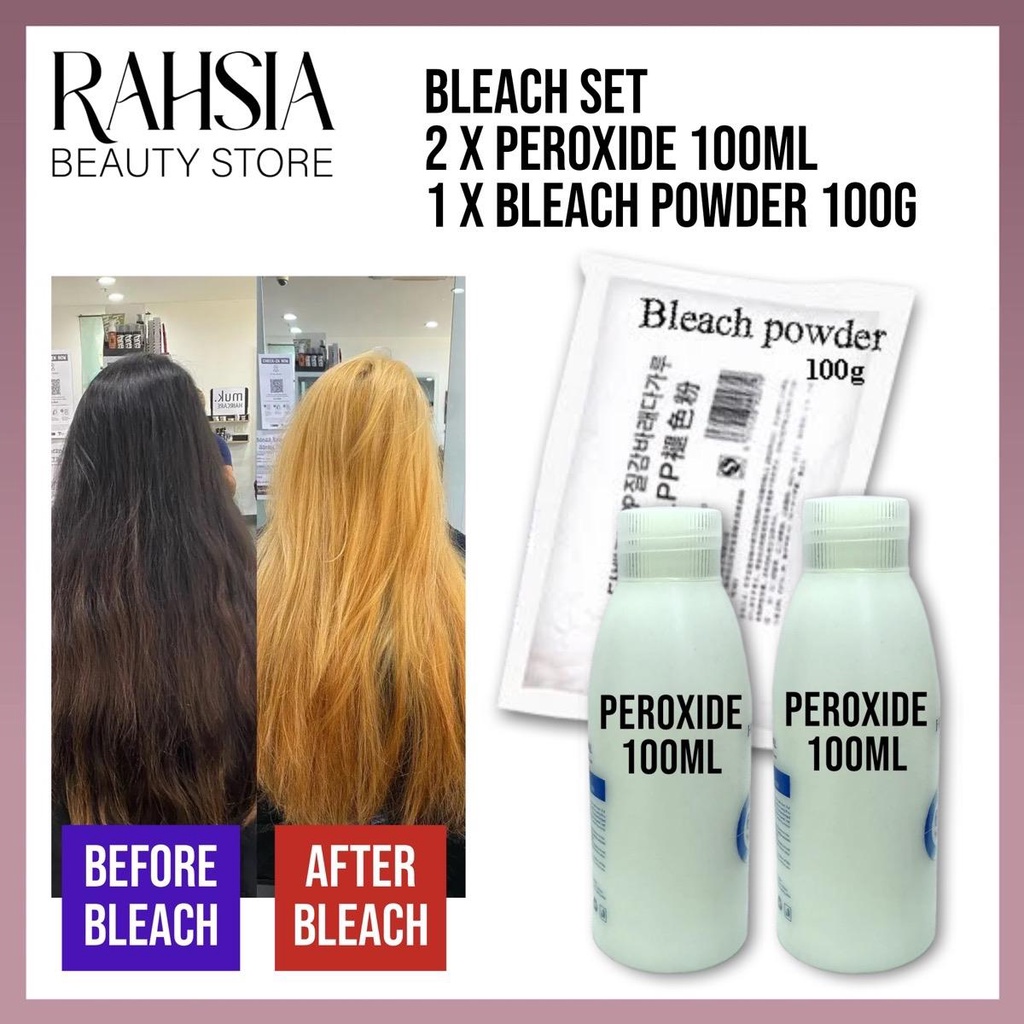 Full Set Bleach 100g + Peroxide 200ml Package Hair Bleaching Set Hair ...