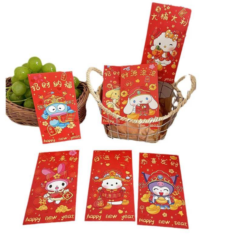 6Pcs/Set 2024 Angpao Sanrio Red Envelopes Chinese Lovely Festival Money ...