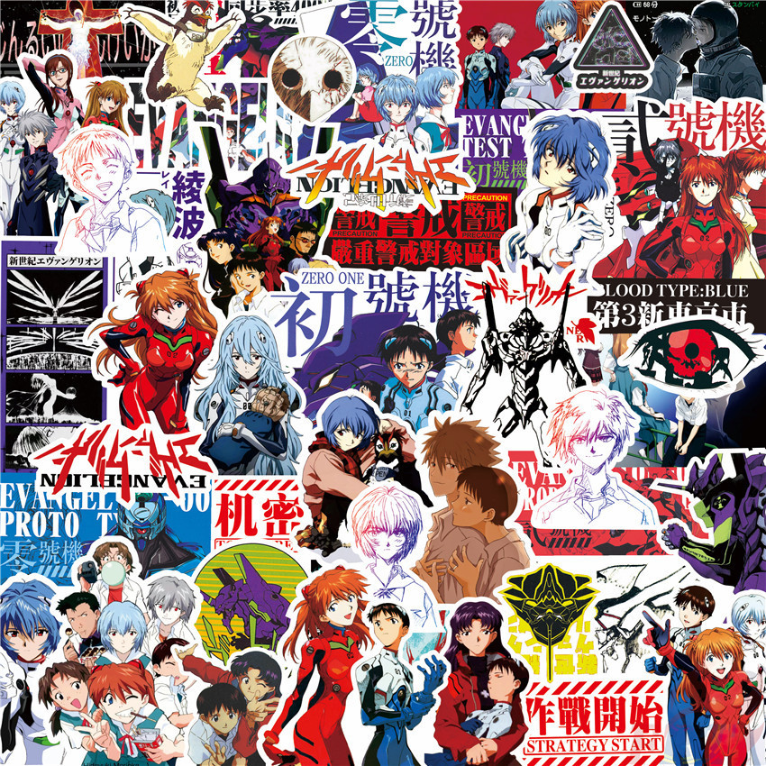 72Pcs/Set NEON GENESIS EVANGELIO . EVA Stickers DIY Fashion Decals ...