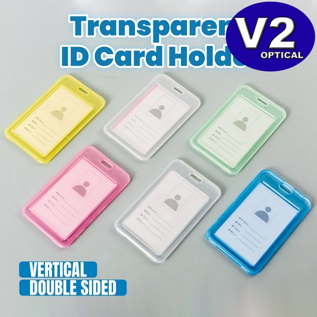 (1 PCS) Transparent ID Card Holder Vertical Double Sided PVC Card ...
