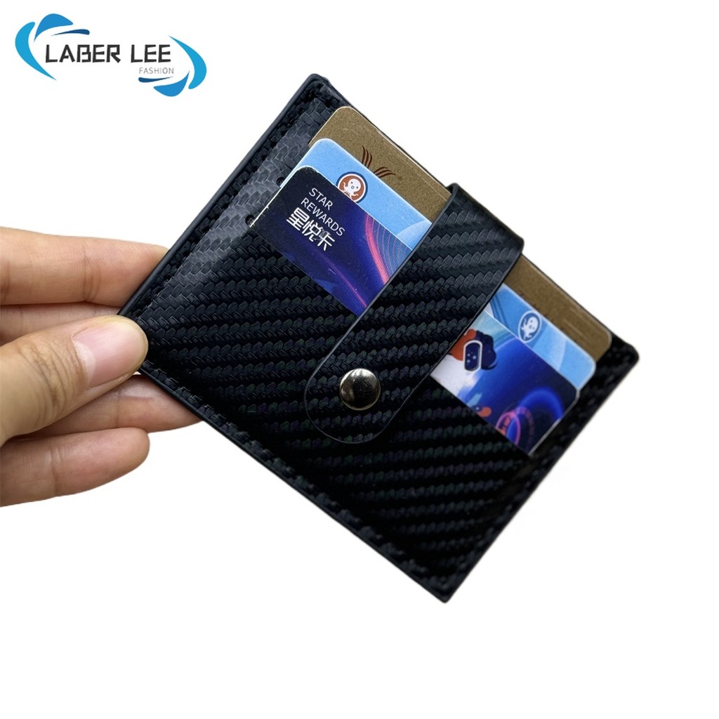 LABER LEE Carbon Fiber PU Leather Mini Card Wallet Coin Holder Ultra ...
