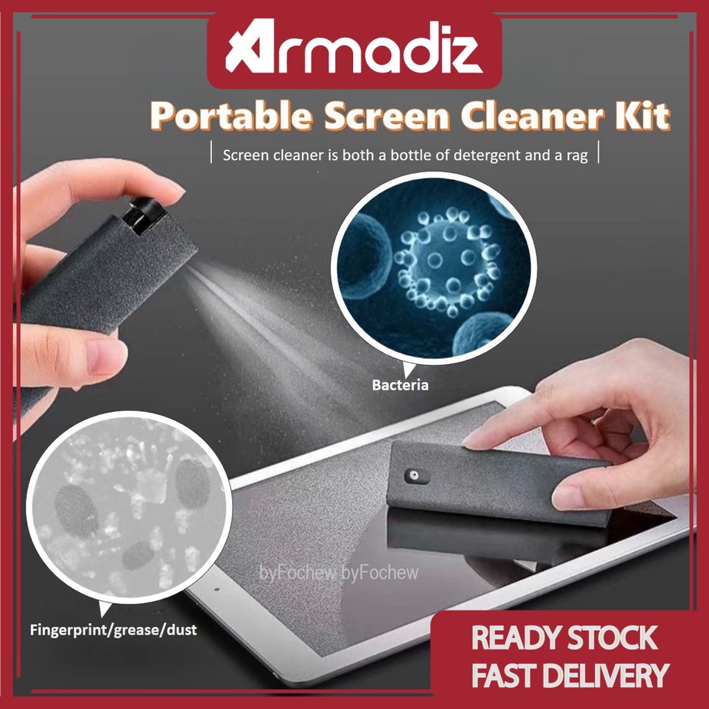 AMZ Screen Cleaner Kit Portable Reusable Fingerprint Proof Screen Spray ...