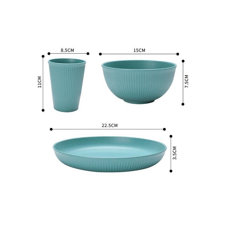 Set Pinggan Mangkuk Cawan Plastik Wheat Straw Eco Friendly | Shopee ...