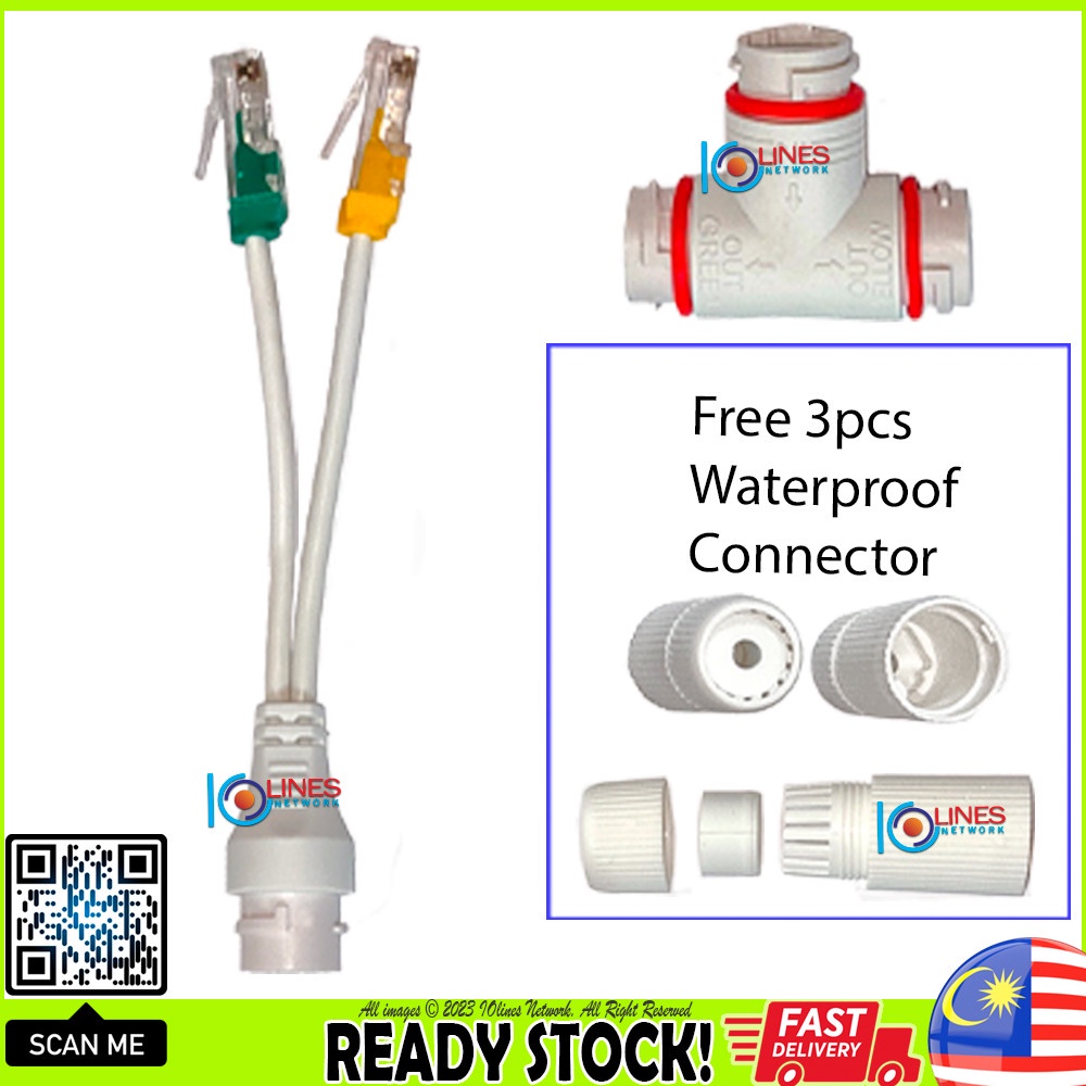 1 to 2 way Network port Splitter POE 100Mb Network Ethernet Cable Cat5e ...