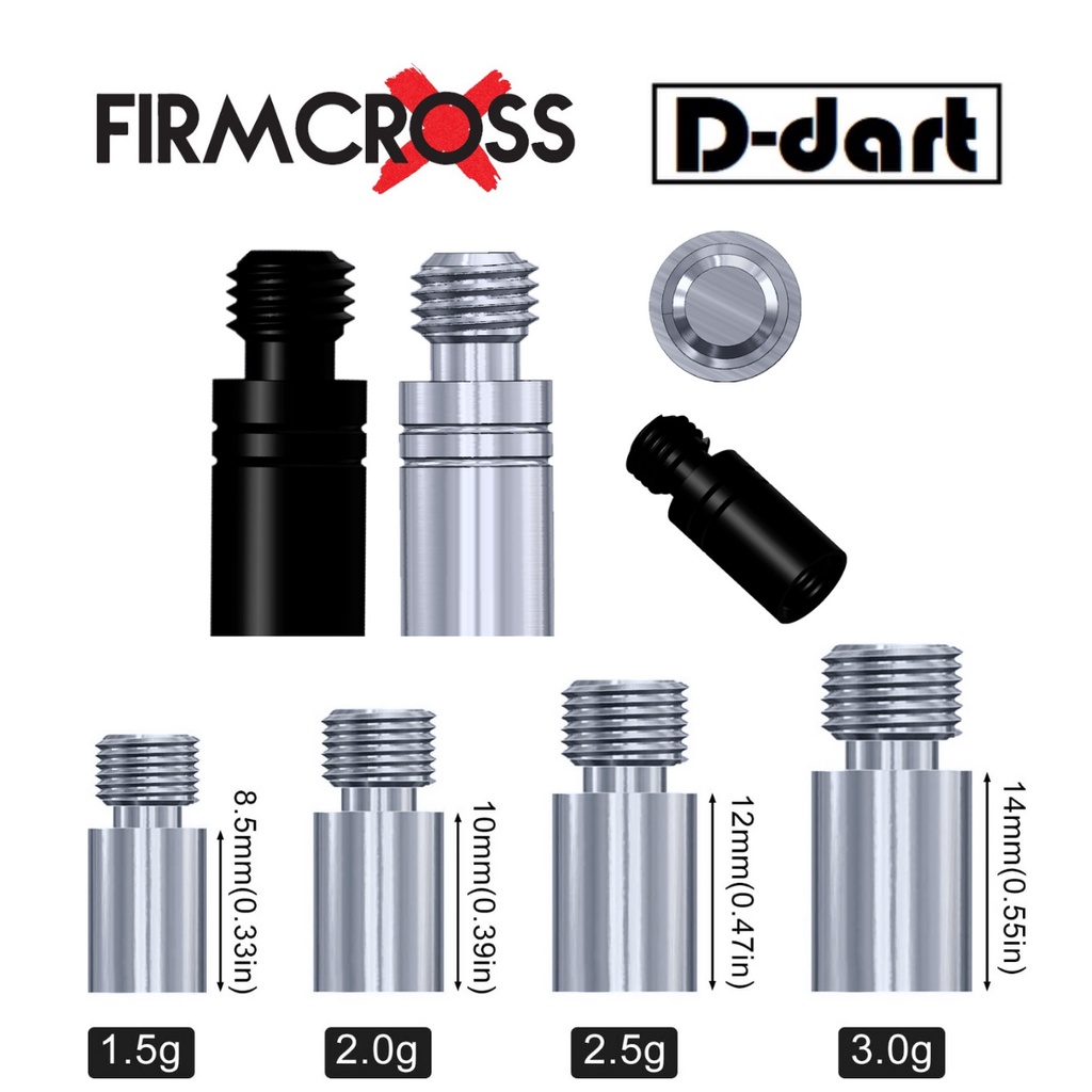 FIRMCROSS DART ACCESSORY - SILVER/BLACK 4 Weight Add Gram 1.5g/2.0g/2.5g/3.0g Thread 2ba 3 Pcs ...