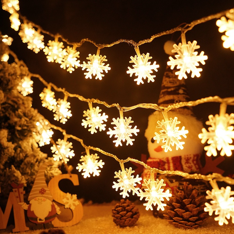 20 LED Snowflake String Lights Snowflake Fairy Lights Snowflake Battery ...