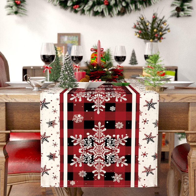 Christmas Table Flag Christmas Banner Table Cover Cloth Santa Snowman ...
