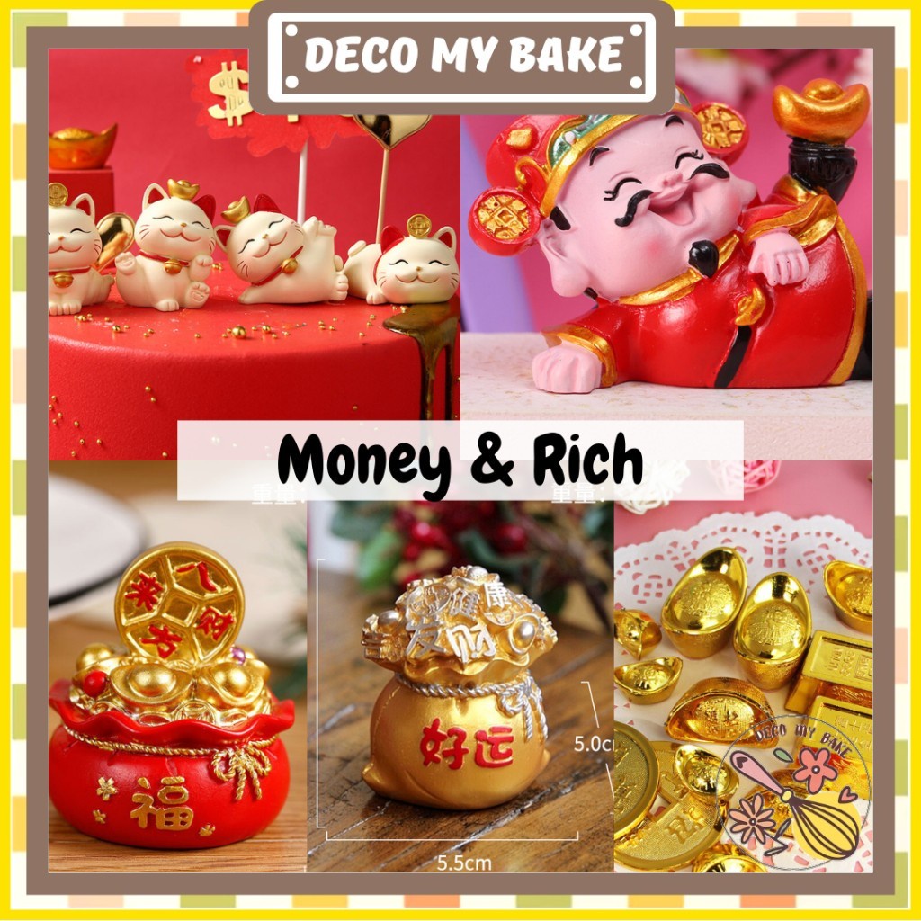 DMB Mr.Money God of Wealth Cat Gold Bar Ingot Coin Birthday Cake ...