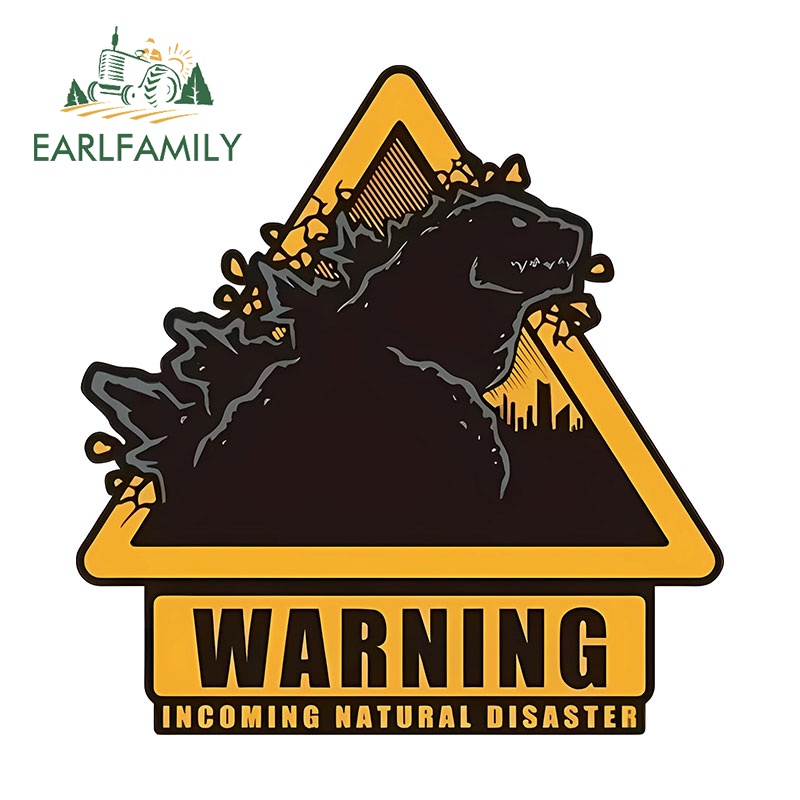EARLFAMILY 13cm x11.1cm Godzilla Warning Car Sticker Windshield Helmet ...