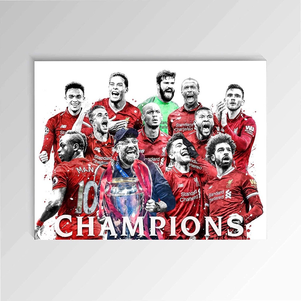 Framed Watercolor Liverpool Poster, FC Liverpool Final Winner, Salah ...