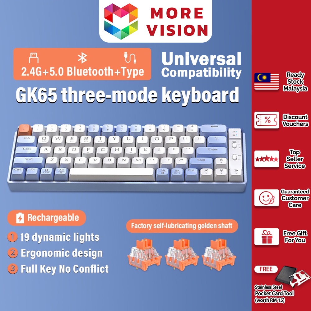 LANGTU GK65 GK85 Mechanical Keyboard 3 Mode Hotswap RGB Backlit ...