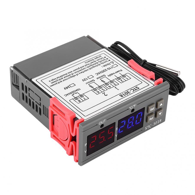 STC-3018 12V/24V/110-220V Dual Digital Temperature Controller Sensor ...