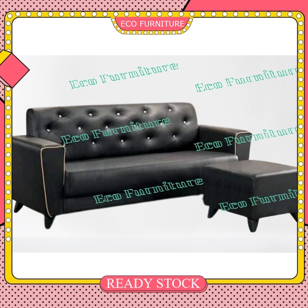 Hitam / Coklat Percuma 1 Bangku Sofa 3 Seater Sofa Kain / Sofa Kulit ...