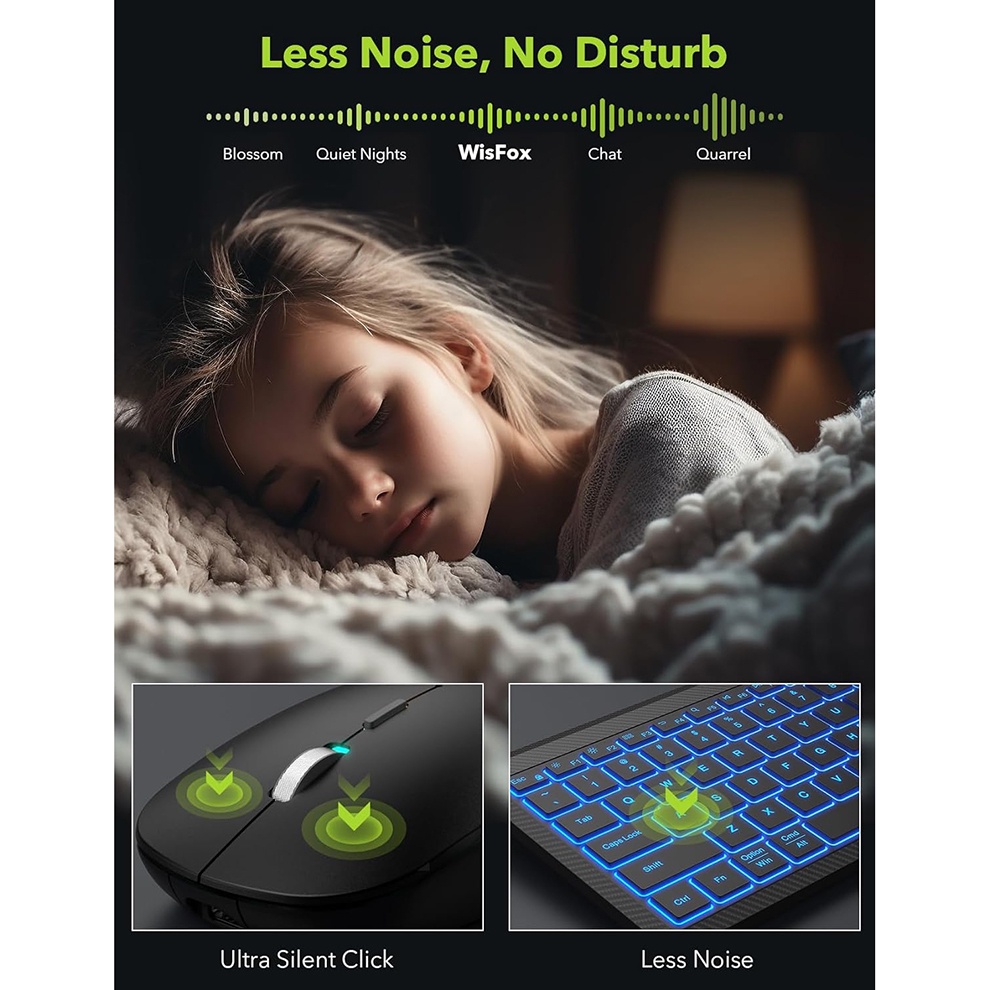 Jomaa 2 4g Wireless Keyboard And Mouse Combo With Backlit Portable Rechargeable Multi Device