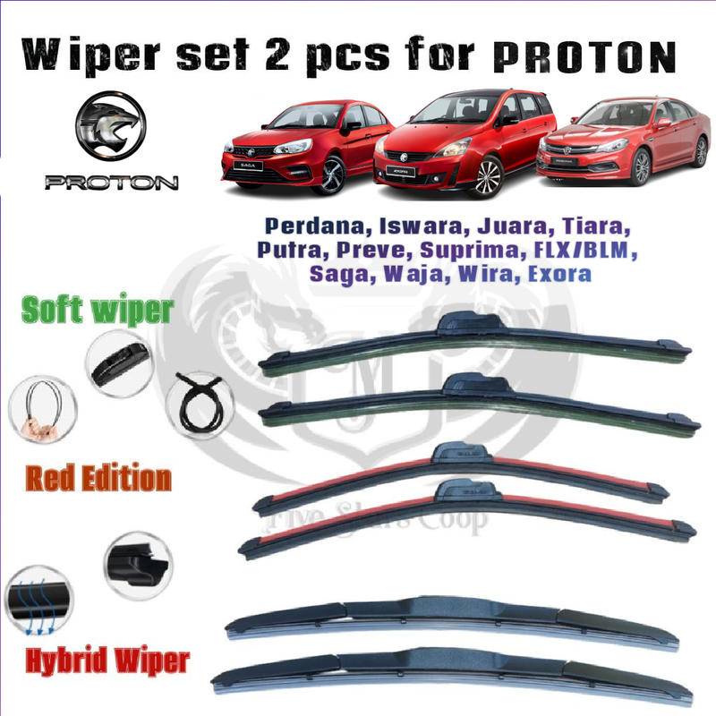 PROTON WIPER 1 set SEPASANG Car Wiper Soft Rubber Wipers Blade untuk waja wira saga perdana ...