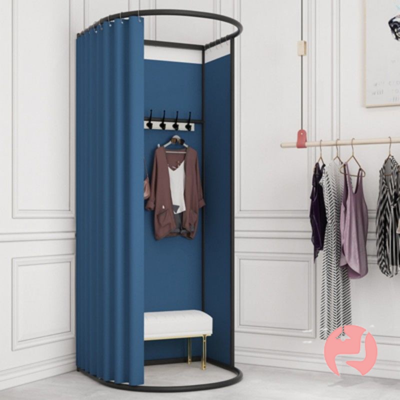 Simple movable fitting room mobile portable curtain door curtain rod ...