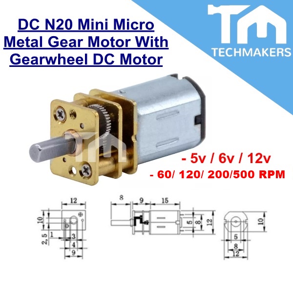 DC 5V 6V 12V GA12 N20 High Torque Mini Micro Metal Gear Motor with ...