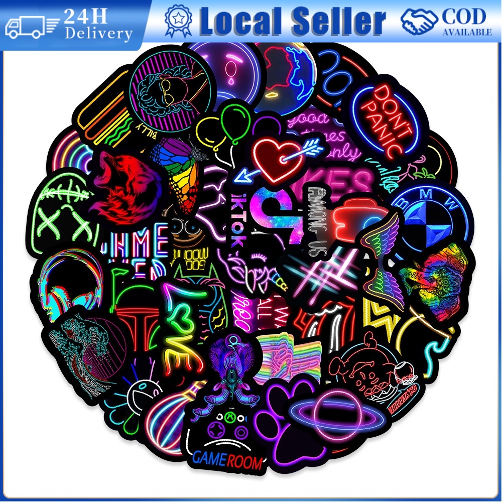 art stickers waterproof diy stickers Neon Light Graffiti Stickers 50 ...