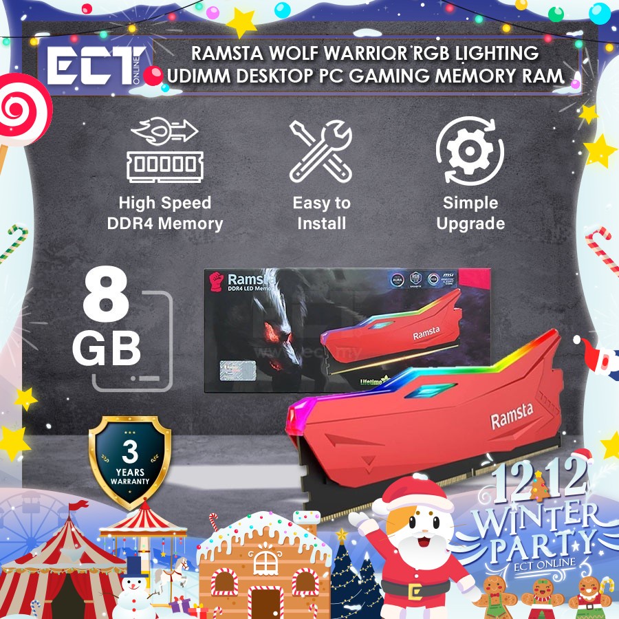 Ramsta Wolf Warrior 8GB 16GB DDR4 3200Mhz Cool RGB Lighting Effects ...