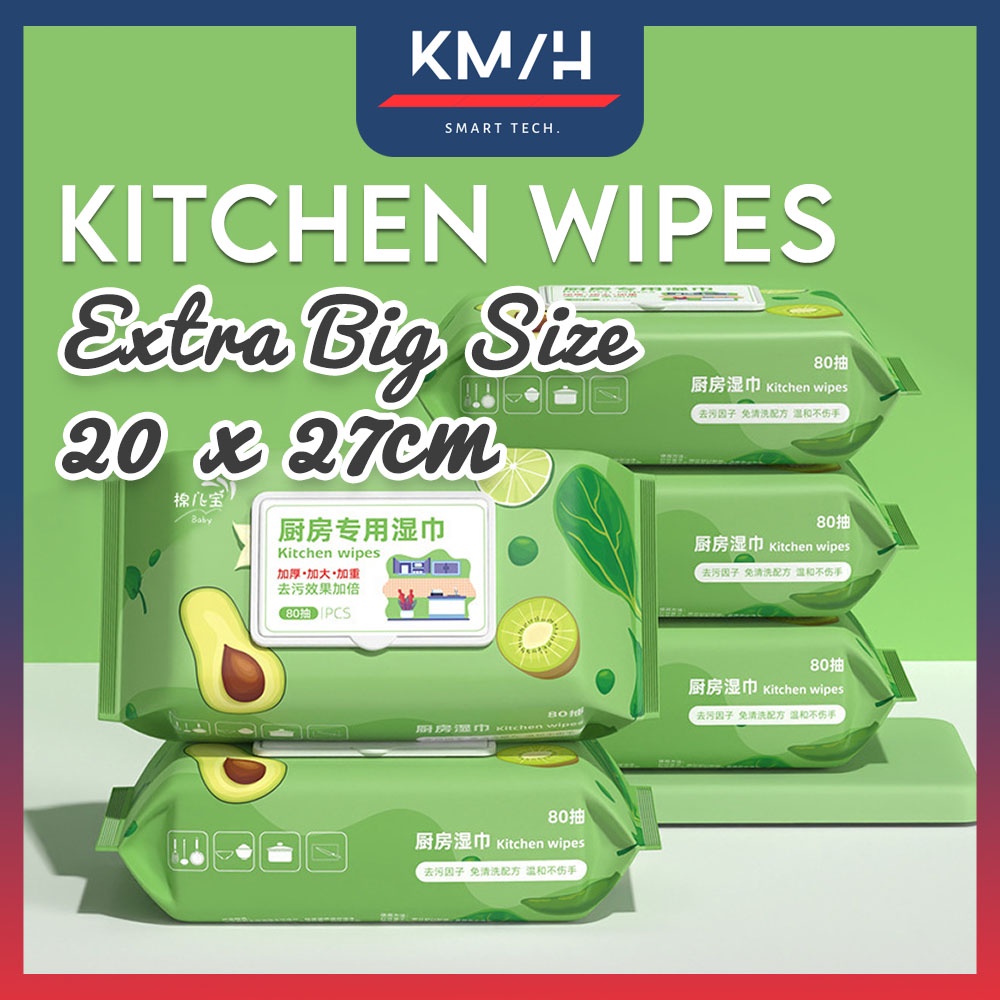 80pcs Extra Large Kitchen Cleaning Wipes Lemon Scent Disposable Kitchen ...