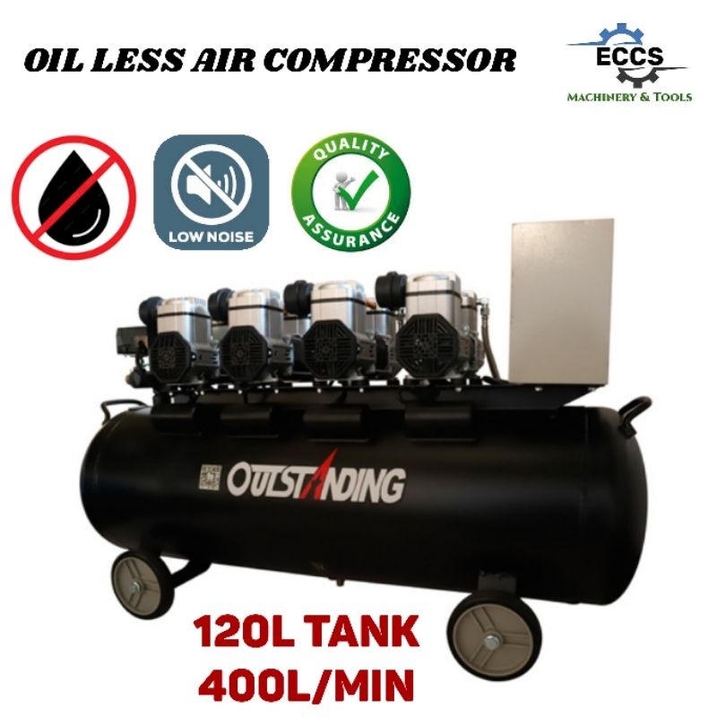 OTS OUTSTANDING OIL FREE AIR COMPRESSOR 120L TANK CAPACITY INDUSTRIAL ...